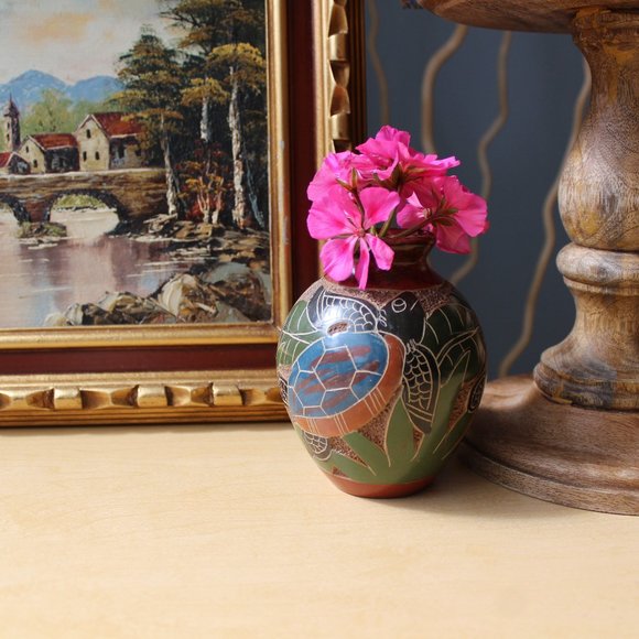 Edgar Noel | Accents | Nicaragua Edgar Noel Pottery Turtles Vase | Poshmark